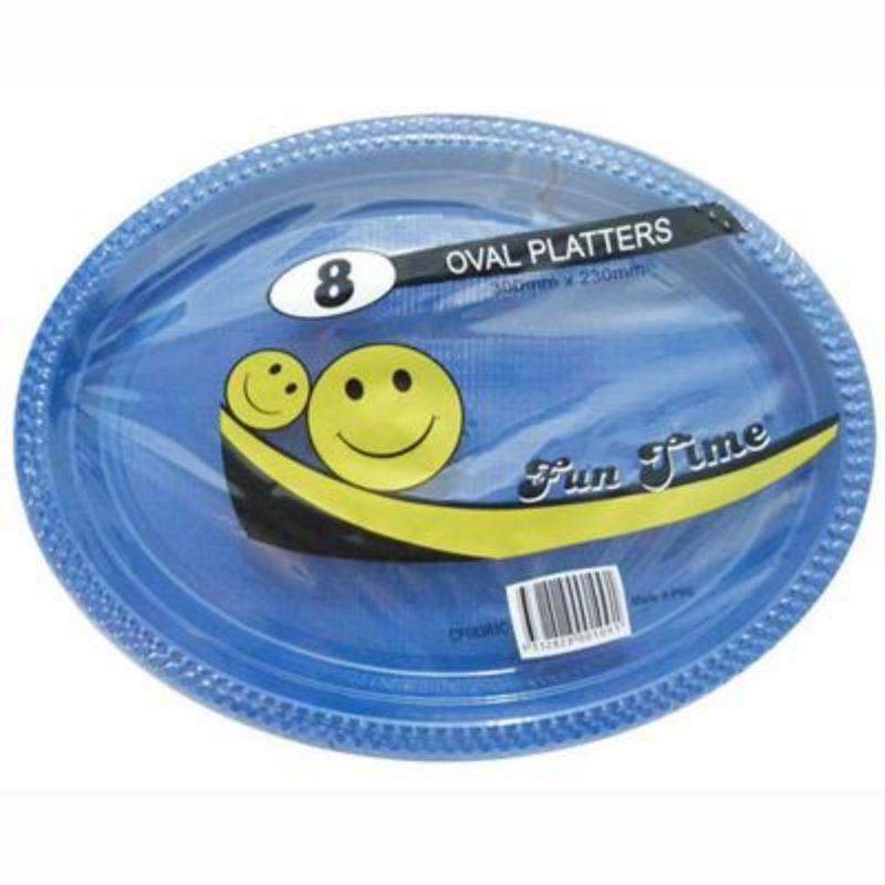 8 Pack Royal Blue Plastic Oval Platters - 300mm x 230mm | The Base ...