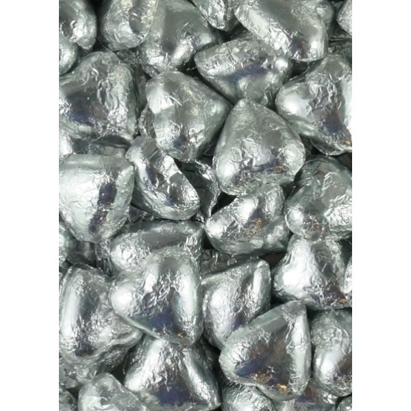 Silver Chocolate Hearts - 1kg | The Base Warehouse
