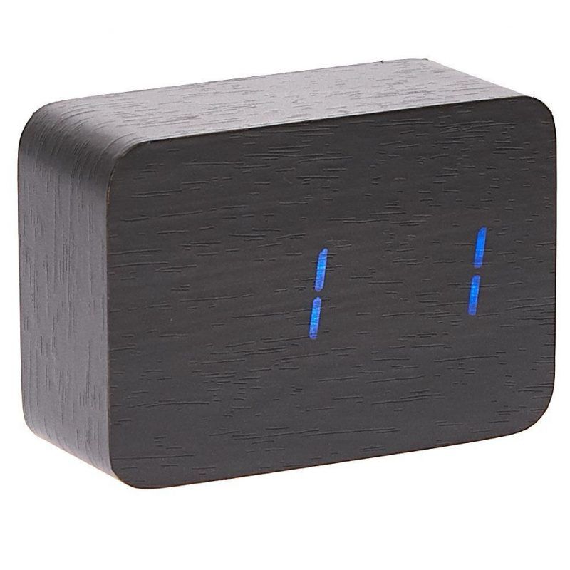 Black Wooden Cuboid LED Table Clock - 10cm x 7cm x 4.3cm | The Base ...