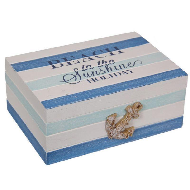 Beach Trinquet Box with Anchor - 20cm x 14cm | The Base Warehouse