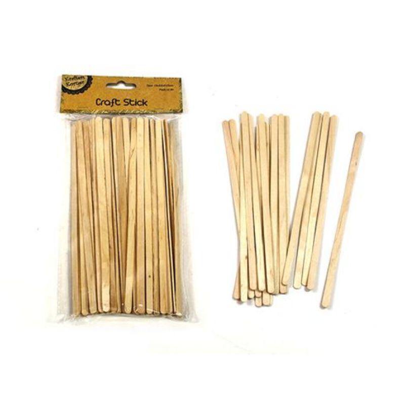 80 Pack Natural Thin Craft Sticks - 19cm | The Base Warehouse