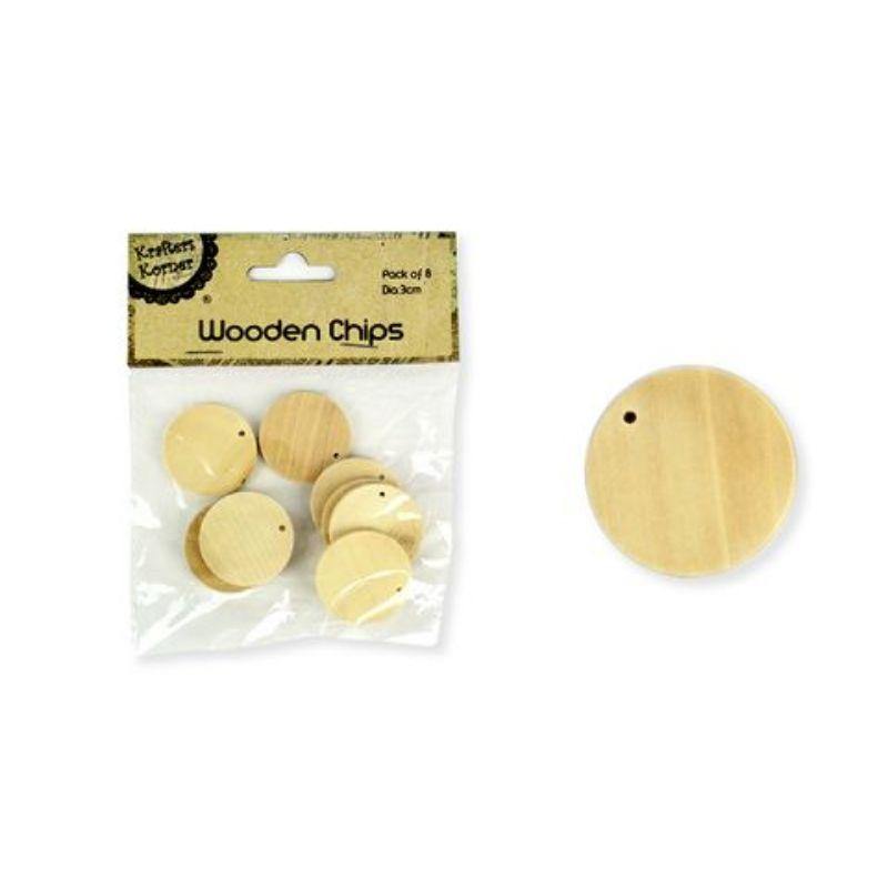 8 Pack Round Wooden Chips - 3cm | The Base Warehouse