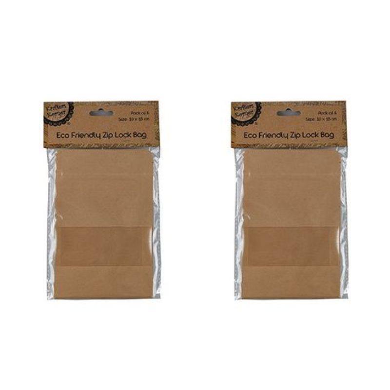 6 Pack Small Eco Friendly Zip Lock Bags - 10cm x 15cm | The Base Warehouse