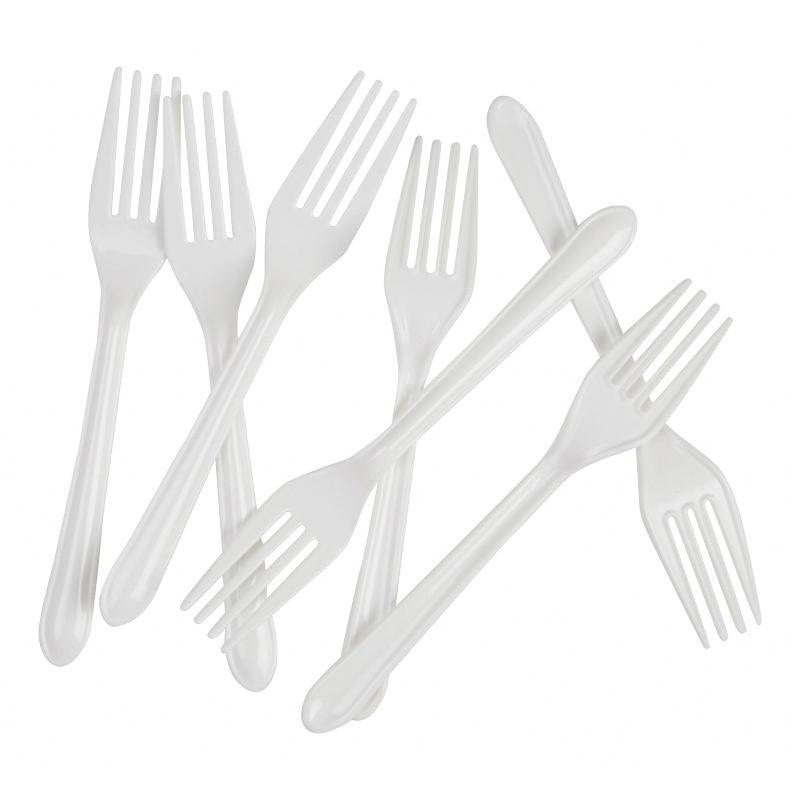 20 Pack White Reusable Forks - 18cm | The Base Warehouse