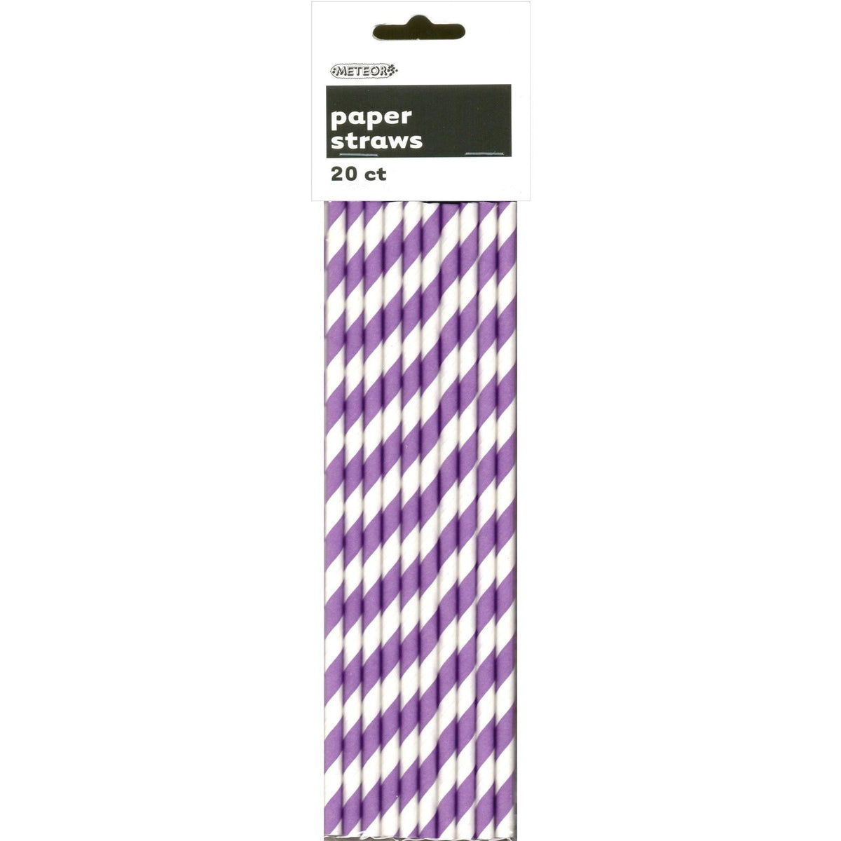20 Pack Pretty Purple Stripes Paper Straws | The Base Warehouse