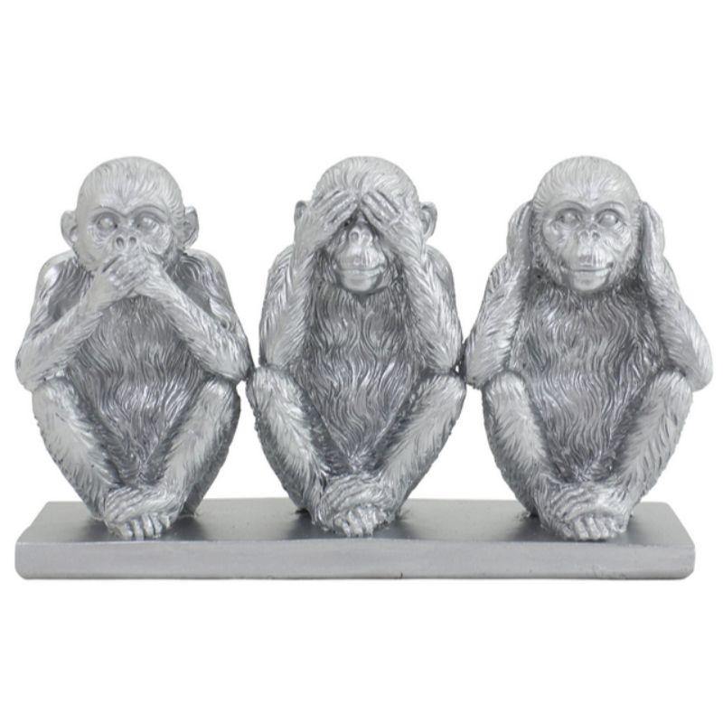 Silver Apu Monkeys - 17cm x 5cm x 10cm | The Base Warehouse