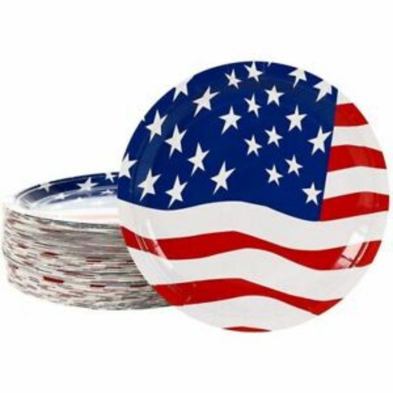 8 Pack American Patriotic Plates - 18cm | The Base Warehouse